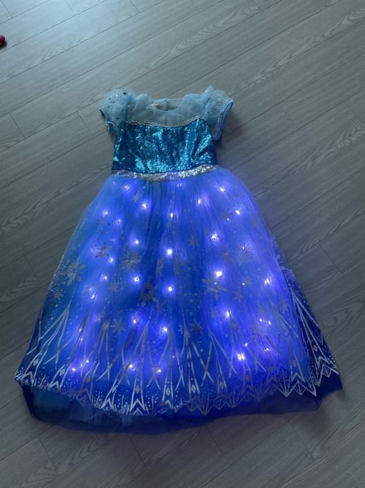 Pustni kostum Elsa z LUČKAMI kostumi ledena princesa Elza Frozen maska