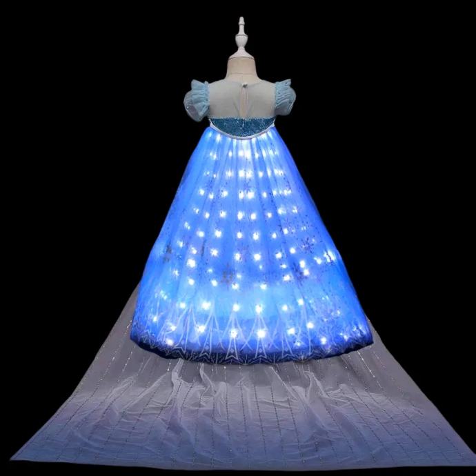 Pustni kostum Elsa z LUČKAMI kostumi ledena princesa Elza Frozen maska
