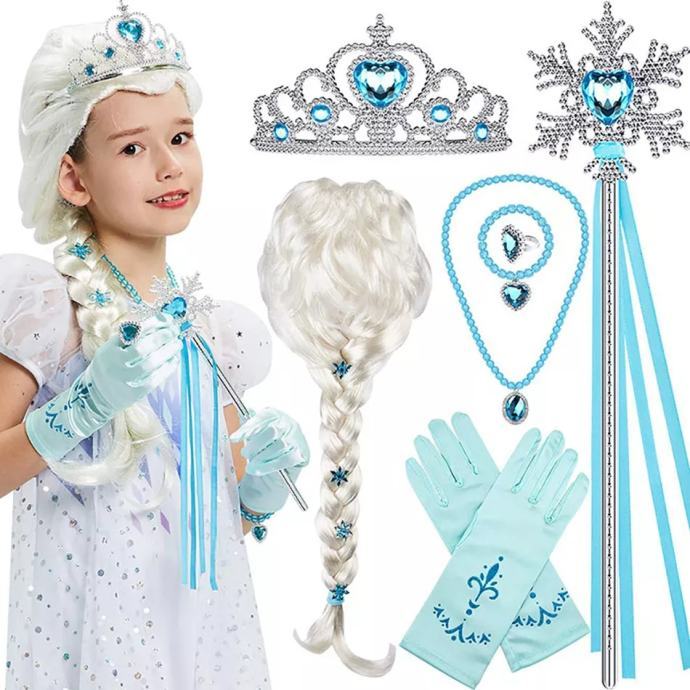 Pustni kostum Elsa z LUČKAMI kostumi ledena princesa Elza Frozen maska