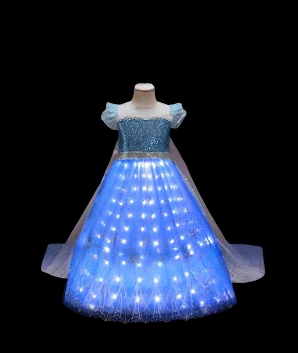 Pustni kostum Elsa z LUČKAMI kostumi ledena princesa Elza Frozen maska