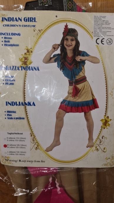 Pustni kostum indijanka 120-130 cm