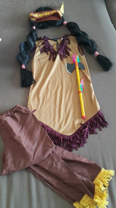 Pustni kostum Indijanka vel. 140 cm, 8-10 let