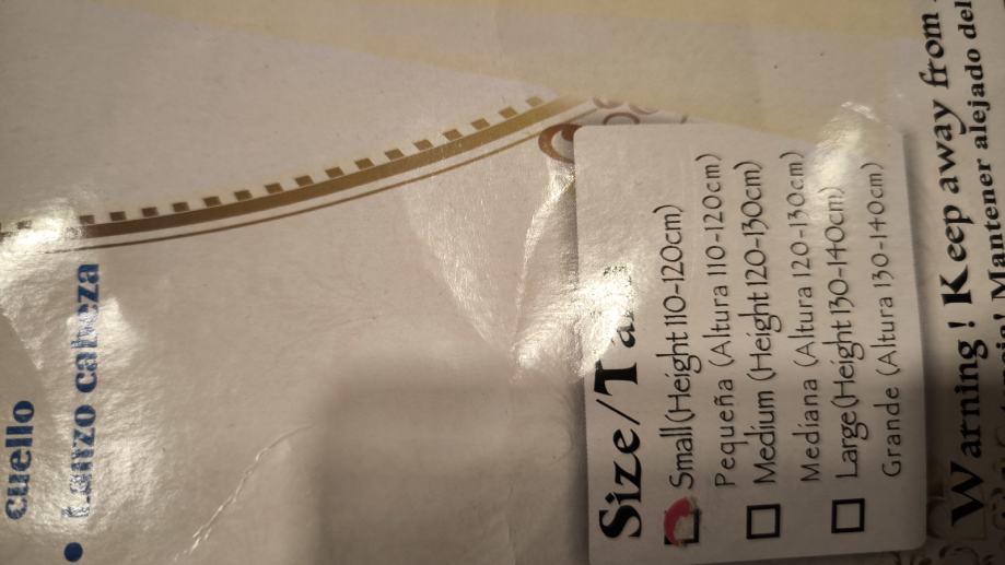 Pustni kostum Seguljčica za velikost 110 - 120 cm
