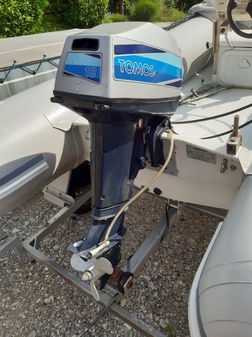 Motor za čoln gumenjak Tomos T18, elektro vžig, komande, volan-odličen