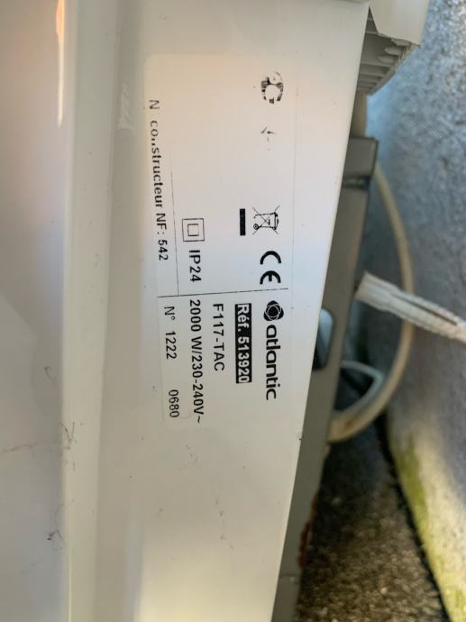 ELEKTRIČNI RADIATOR ATLANTIC 2000W - F117-TAC
