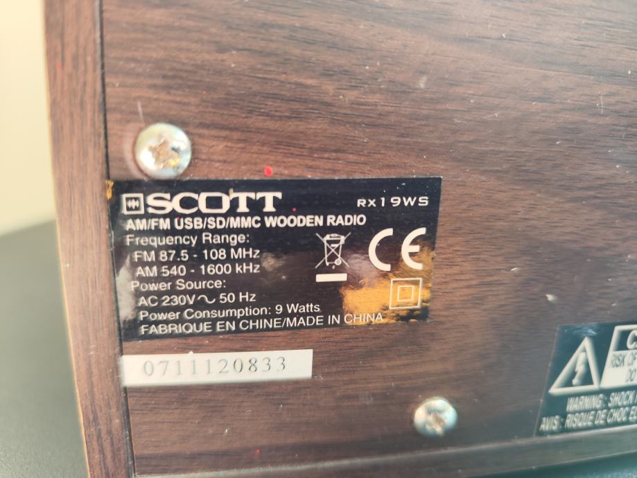 Radio SCOTT RX19WS MP3 AM/FM SD USB AUX