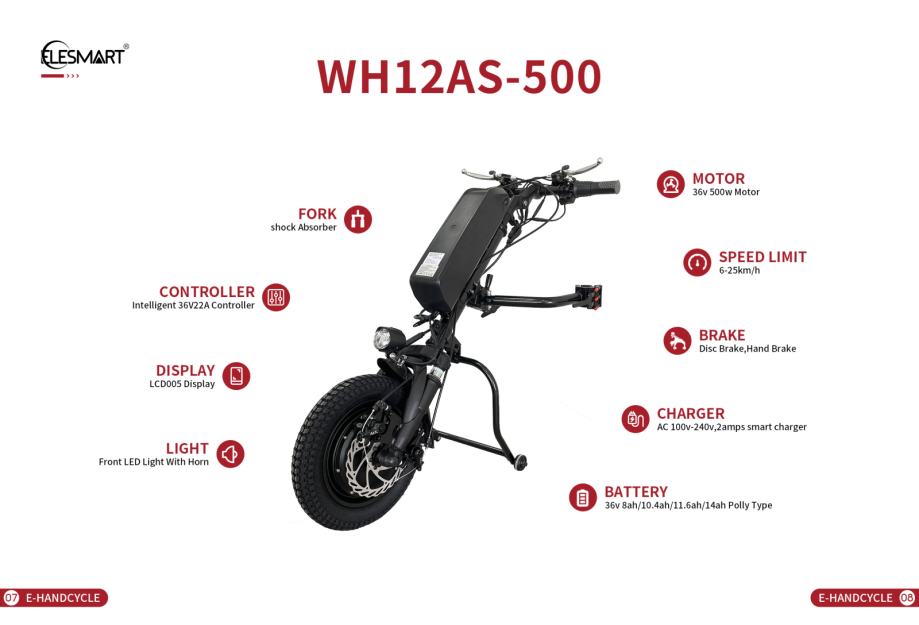 NOVI Električni Priklop Za Invalidski Voziček - ELESMART WH12AS - 500W