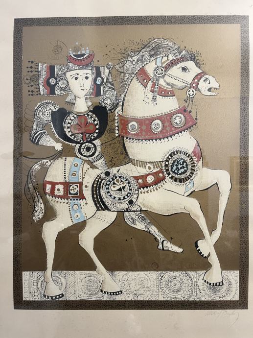 Mersad Berber - konj, grafika, iz leta 1968, 47 cm x 37 cm