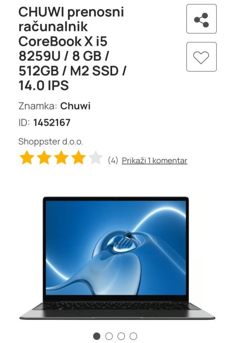 Chuwi CoreBook X i5 8258U za dele