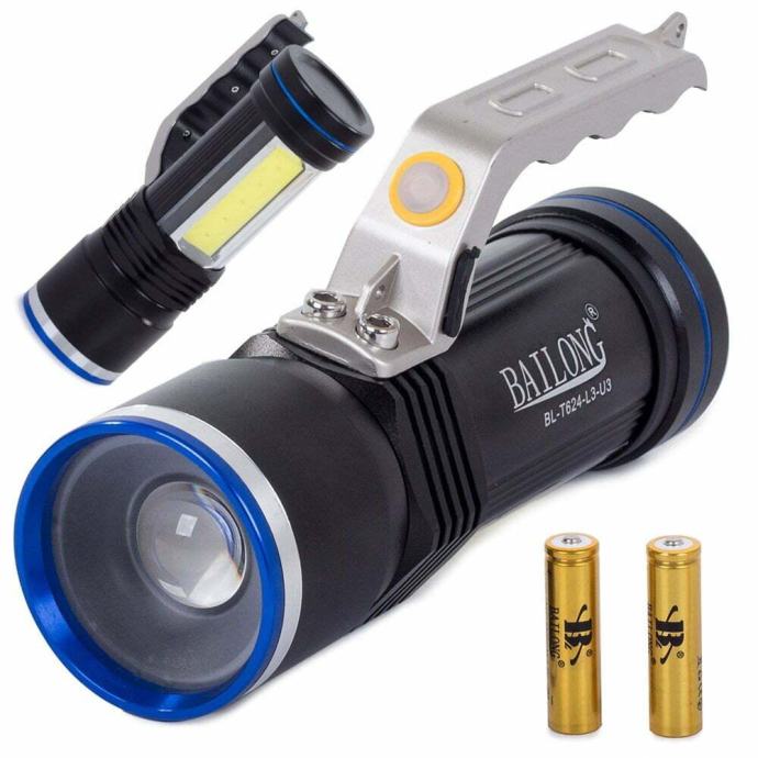 3v1 alu akumulatorska LED ročna svetilka XM-L T6 USB 400m CREE COB