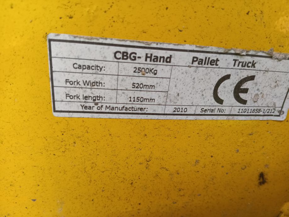 CBG HAND PALLET TRUCK 2500kg ROČNI PALETNI VILIČAR