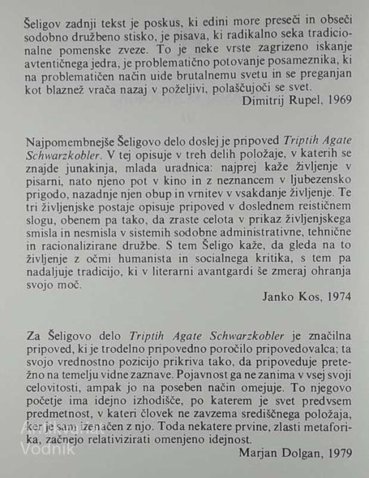 TRIPTIH AGATE SCHWARZKOBLER, Rudi Šeligo