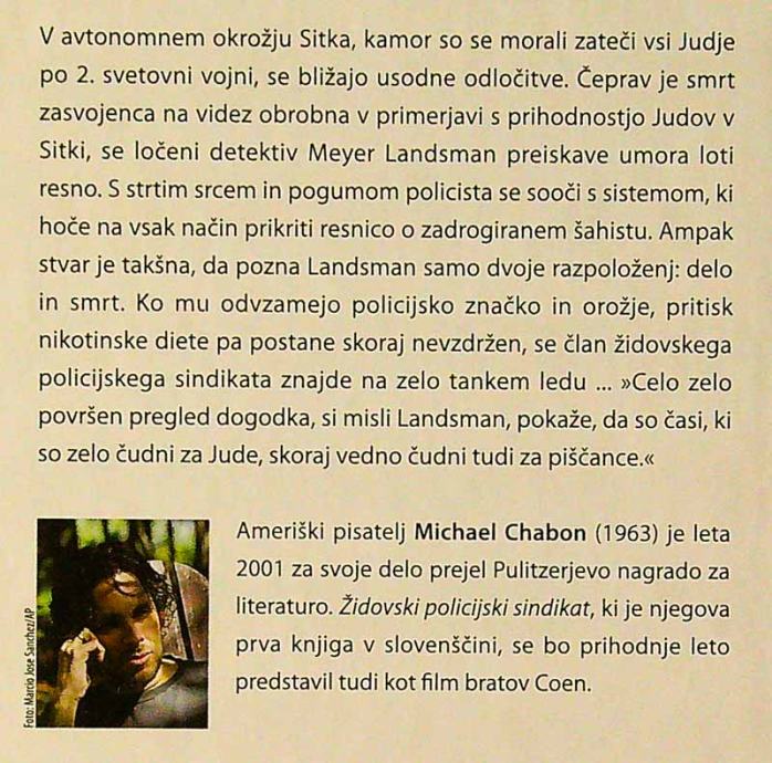 ŽIDOVSKI POLICIJSKI SINDIKAT, Michael Chabon