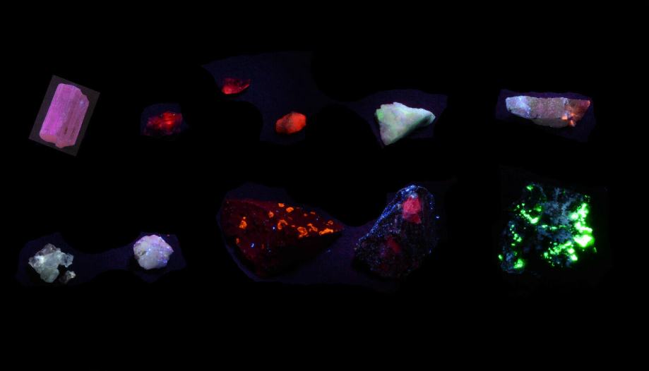 raritete UV minerali Benitoite Nosean Ussingite Scapolit Chkalovite