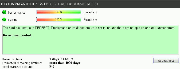 Praktično nov Toshiba MQ04ABF100 1TB 2,5 SATA trdi disk