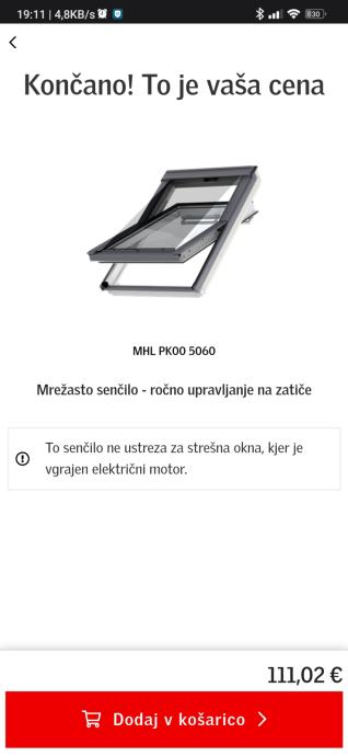 2 kom zunanje MREŽASTO SENČILO VELUX, širine 94 cm