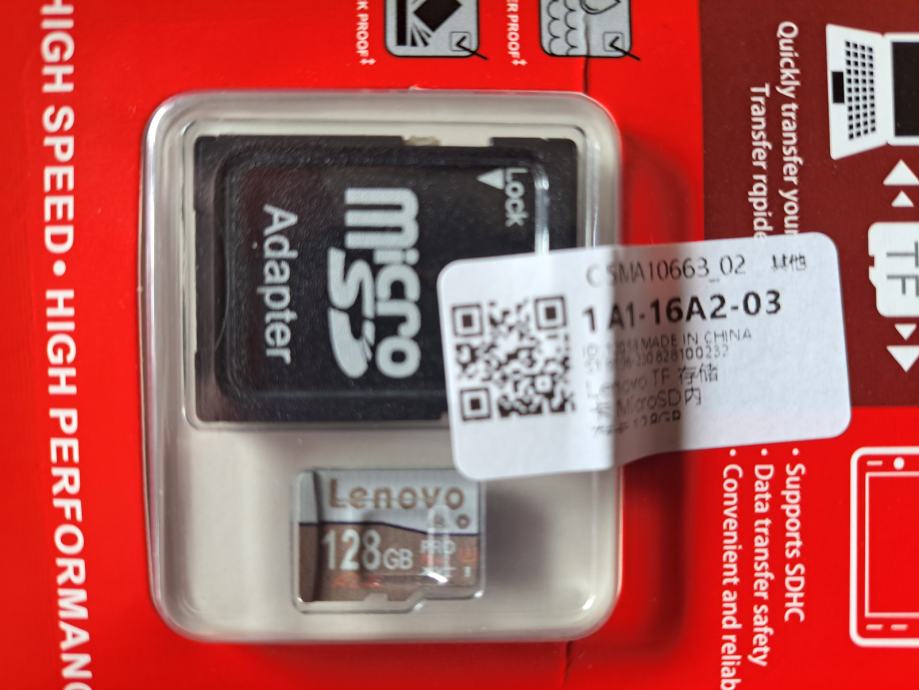 SD kartica micro 128GB + adapter Lenovo