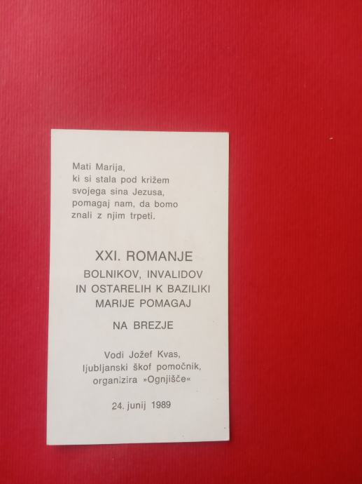 Brezje,Romanje bolnikov in invalidov,škof pomočnik Jožef Kvas,Ognjišče