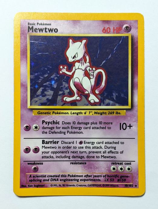 Pokemon TCG, Mewtwo (First Generation) 10/102 Holo