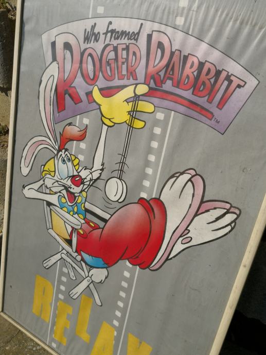 1988 Roger Rabbit, Who framed,Rwlax poster, velik plakat,zastekljen