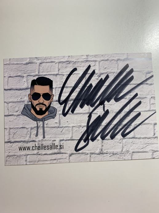Challe Salle kartica in podpis
