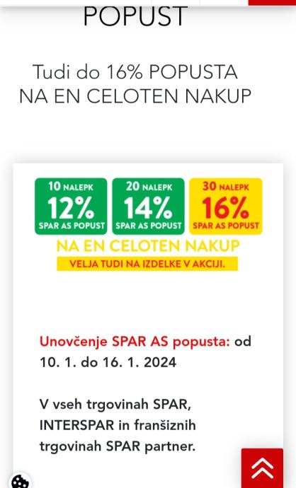 Spar AS nalepke (18 komadov) za popust