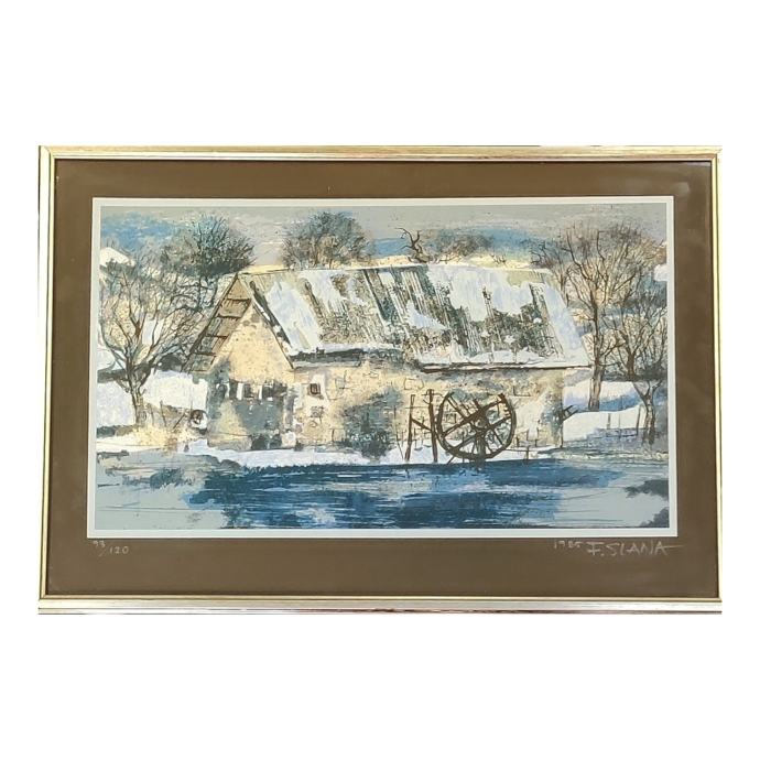 (10023) Slika France Slana, grafika, Mlin, 50cm x 35cm