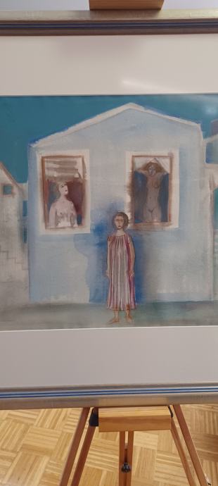 ZAMENJAM AKADEMSKI SLIKAR FRANCE SLANA AKVAREL 90X72 CM -DAME