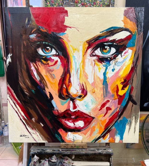 Canvas - Slika olje na platnu - ženski obraz 100x100