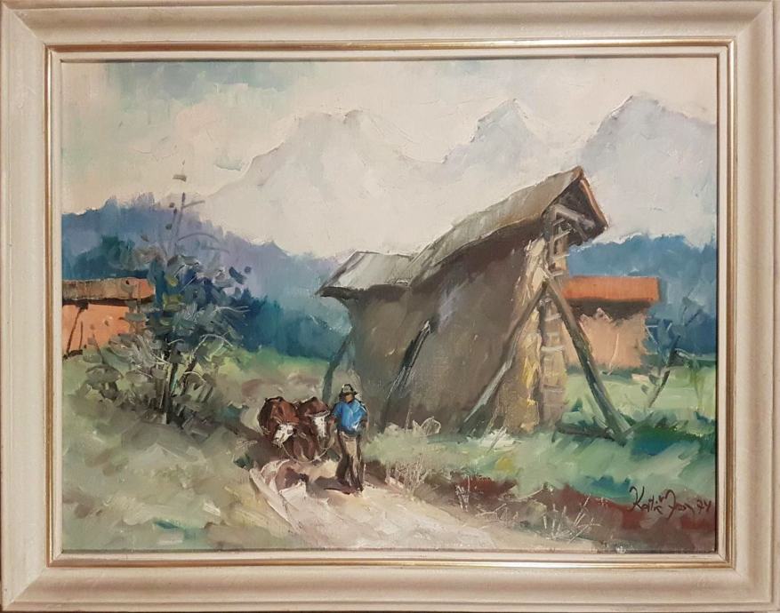 Kozolec, Ivan Katič, olje na platnu
