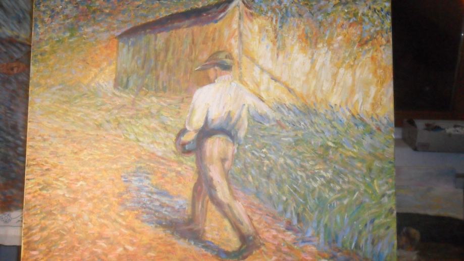 Sejalec olje na platnu po Groharju, autor Lilijana Levstik