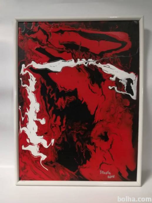 slika abstrakt,akril tehnika dim 42 x 31cm v okvirju