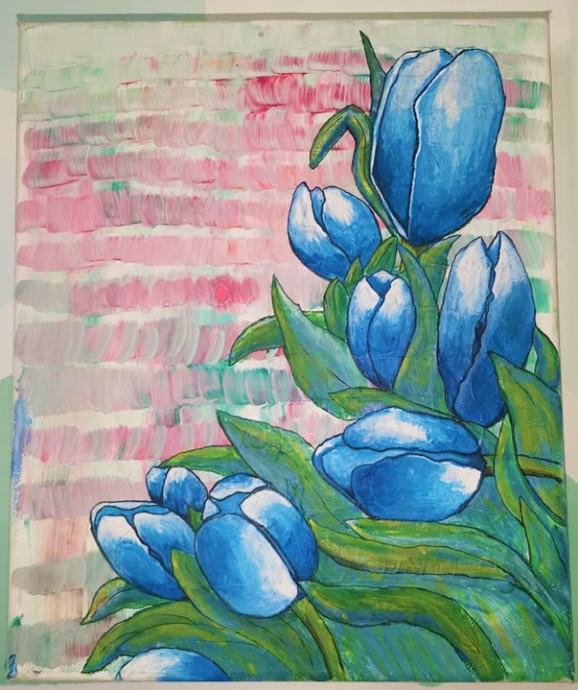 Slika akril na platno, Tulipani, 25 cm x 30 cm
