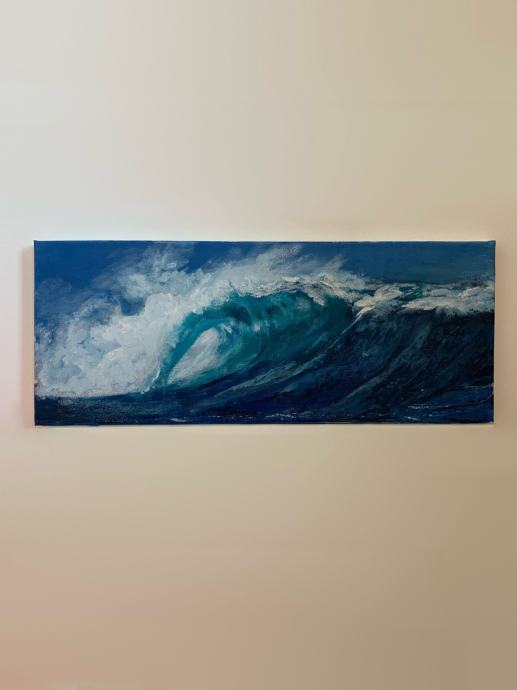 Slika Morje naslikano z Akrilnimi barvami, 50x20cm