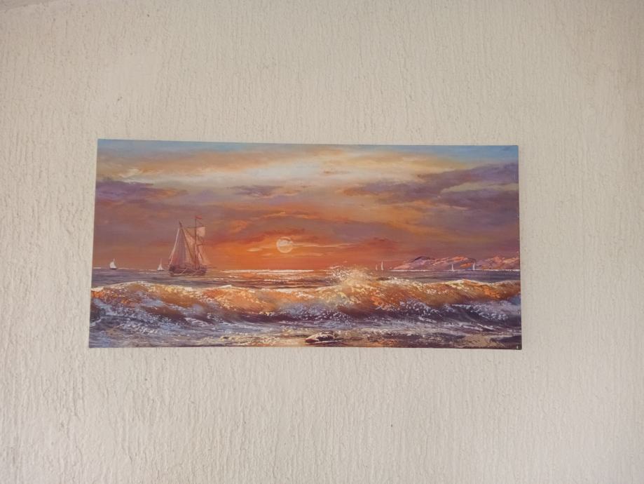 Slika Valovi in sončni zahod