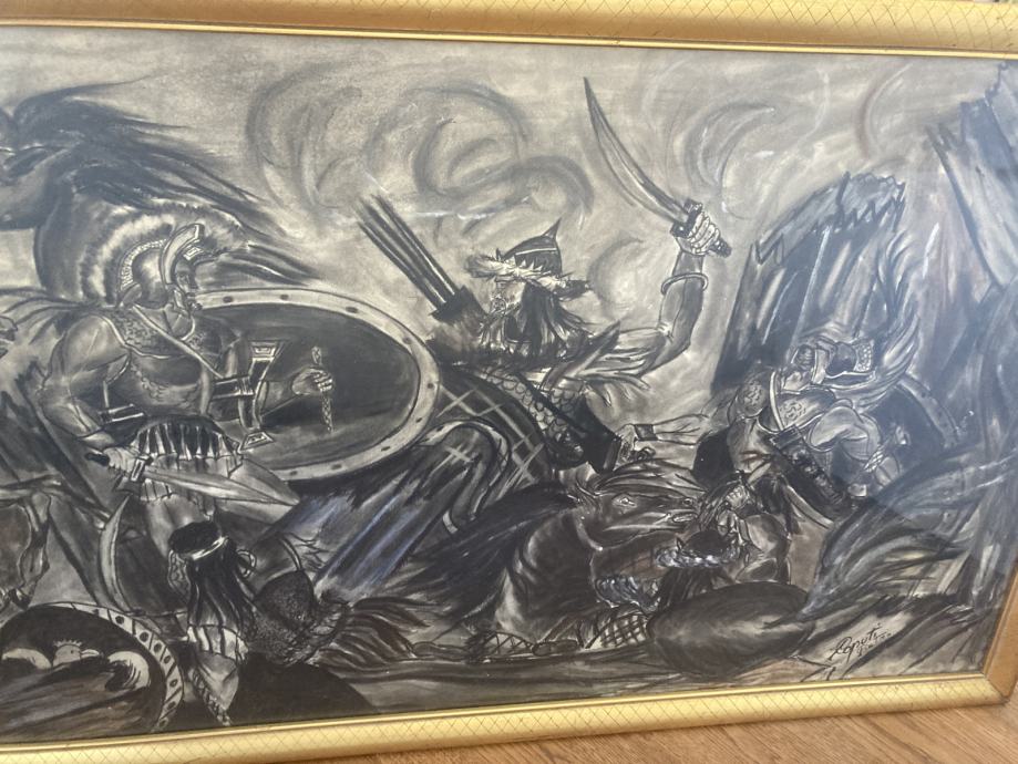 SLIKA velikega formata, pastel, uokvirjena
