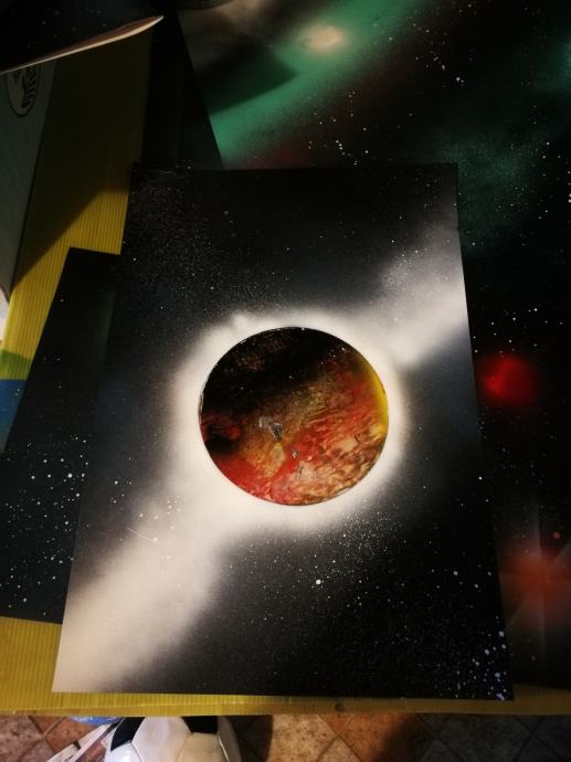 Spray paint-slika vesolje/planeti