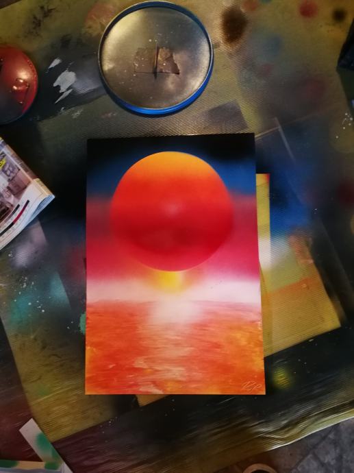 Spray paint-slika vesolje/planeti