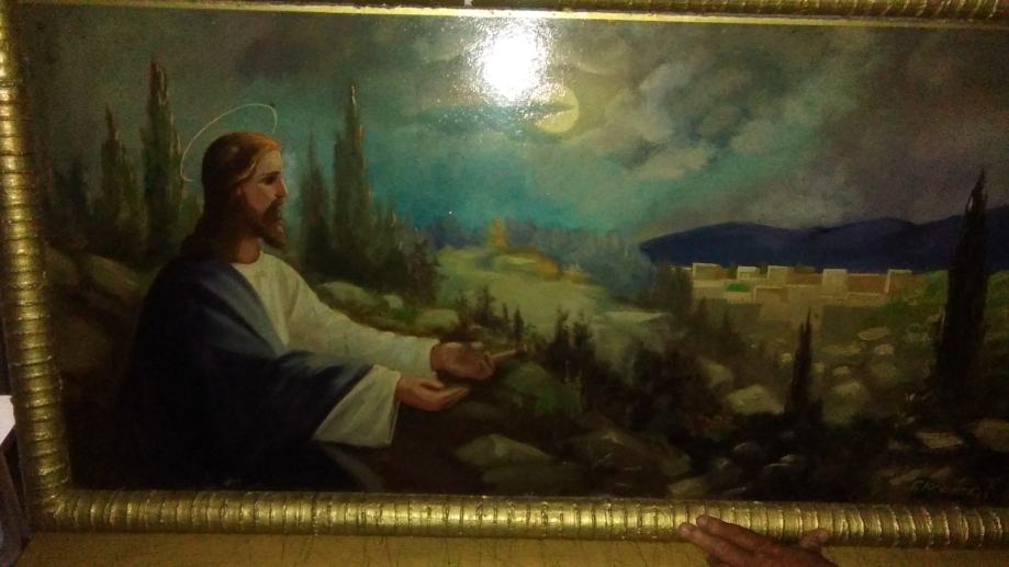 Stara slika olje na lesonitu