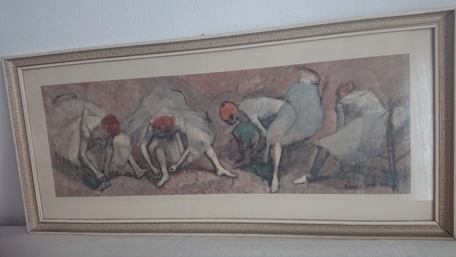 UMETNISKA SLIKA BALETKE(Degas), steklo!