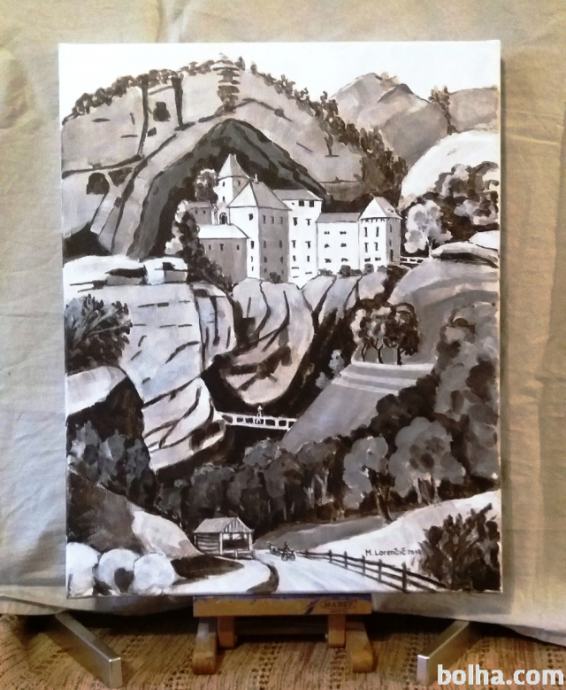 Umetniška slika Grad Jama/Predjama/Predjamski grad leta 1843