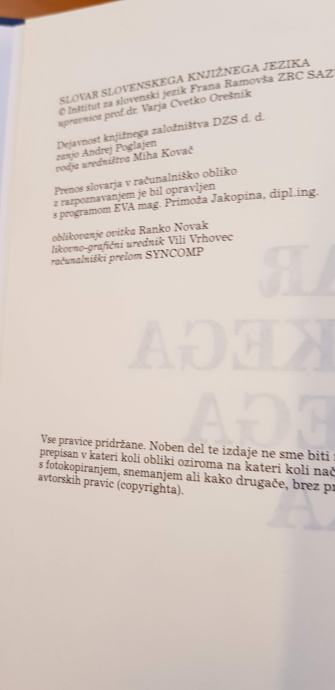 X 05.10.2022 Slovar slovenskega knjižnega jezika - SSKJ, 1994, NOV