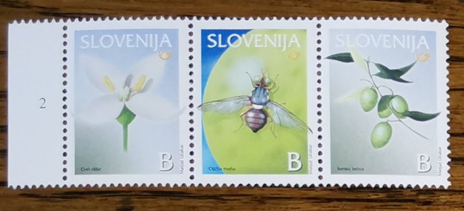 Slovenija 432 434 sad oljka muha robna miška št. 2 nežigosan ** (max)