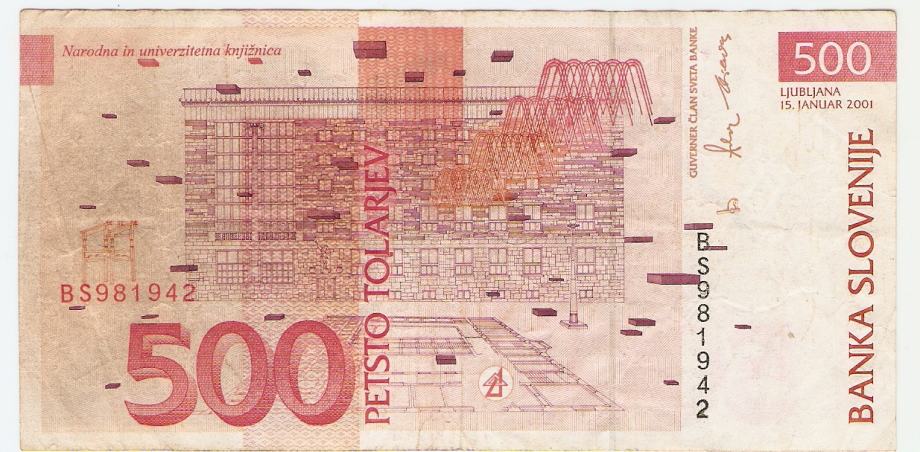 BANKOVEC 500 tolarjev 2001 Slovenija