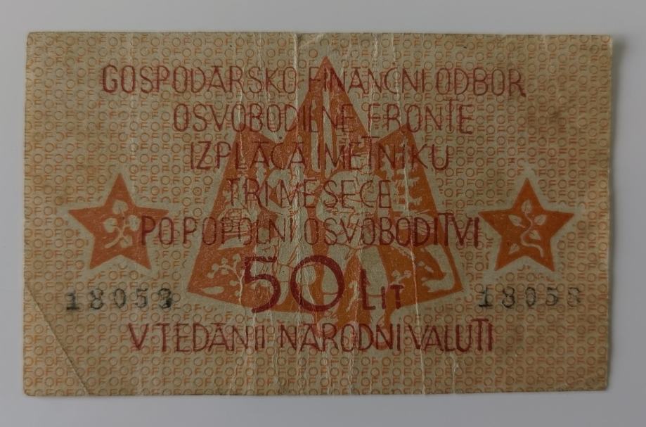 SLOVENIJA (PARTIZANSKI DENAR) 50 LIR 1944