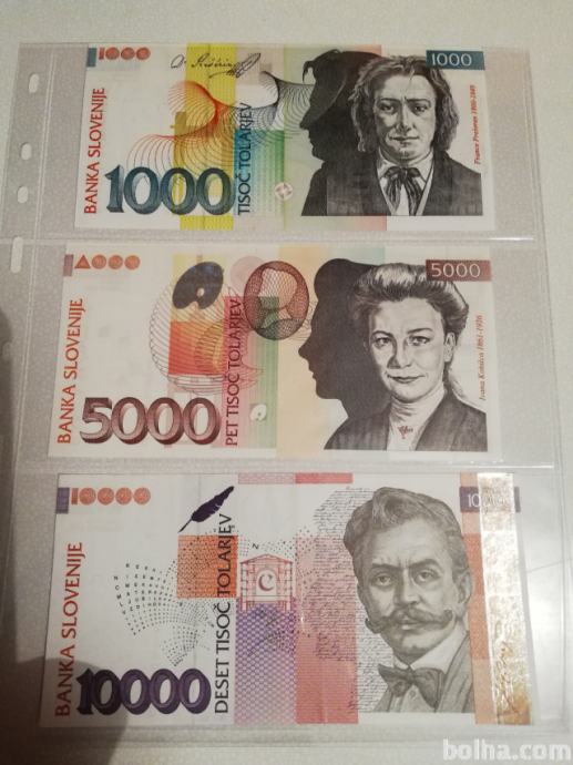 Slovenski Tolarji 1000, 5000, 10000