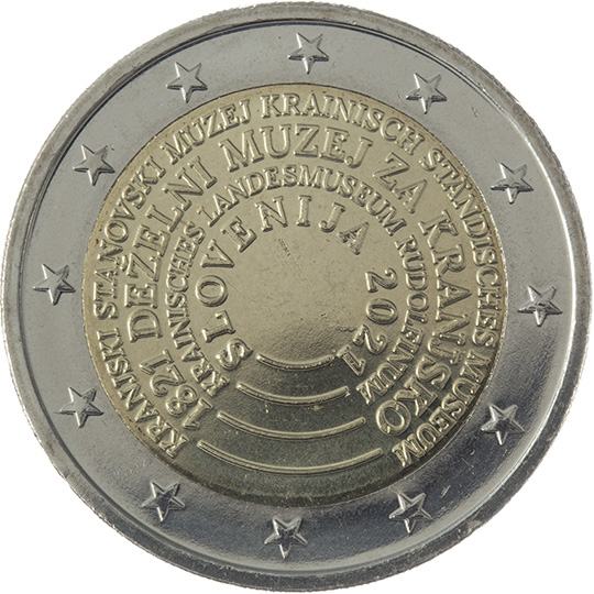 KOVANEC 2 eur Slovenija 200 let KRANJSKI STANOVSKI MUZEJ 2021 evro