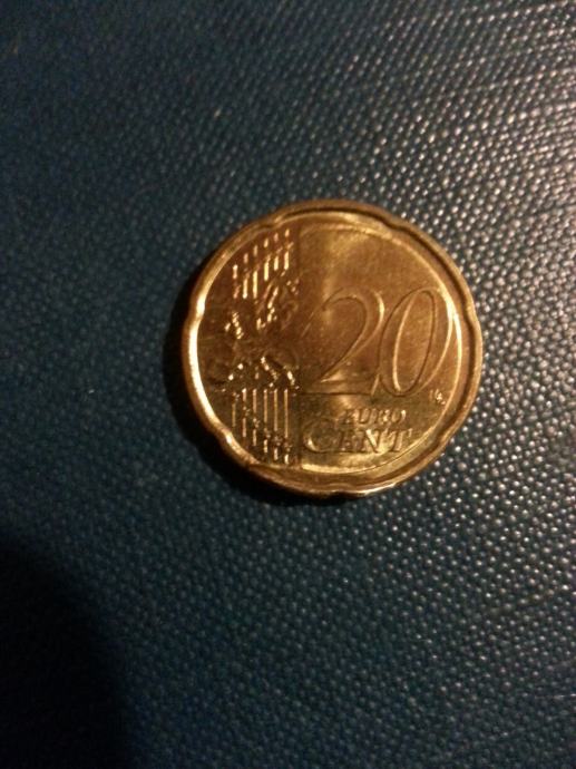 Kovanec pokvarjen z napako Slovenija 20 centov 2007