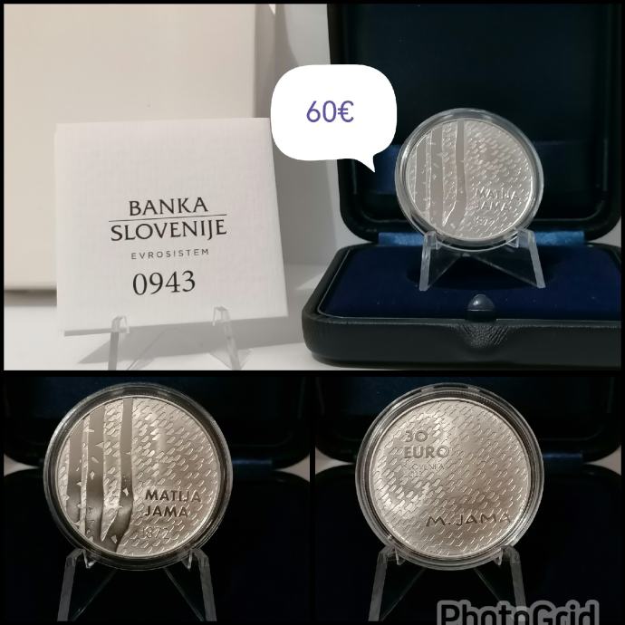 Slovenija 30 euro 2022 Matija Jama srebrnik