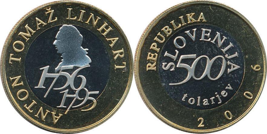 Slovenija 500 Tolar 2006 Proof